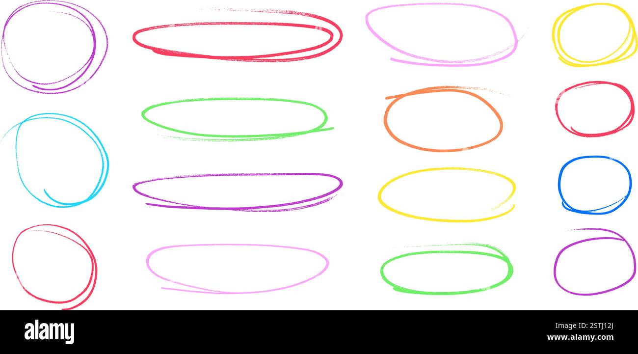 Circular strokes marker felt pen scribbles doodle line collection Stock ...