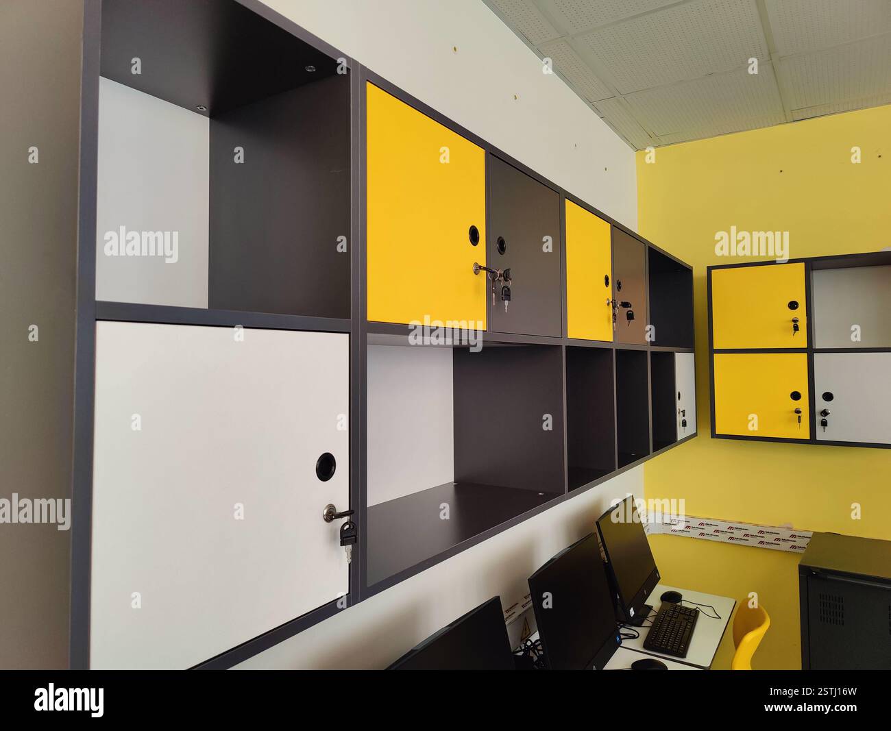 Modern Classroom Lockers with a Bold Yellow and Black Design ...