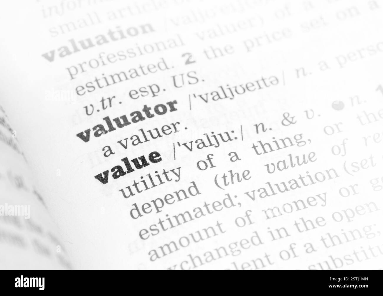 Value Dictionary Definition Stock Photo - Alamy