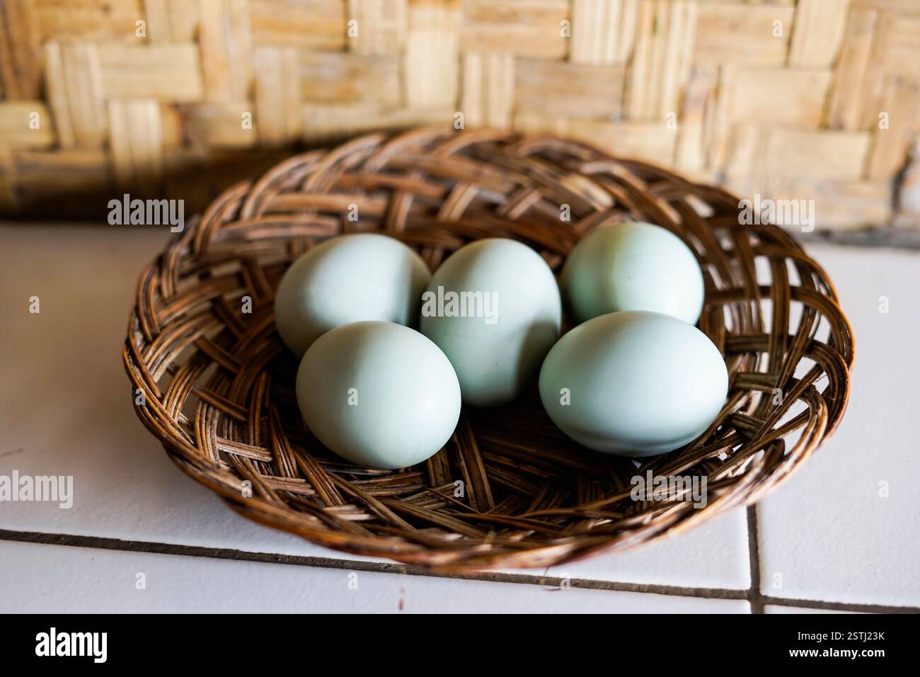 Preserved and ready-to-eat duck eggs. in Indonesia it is called telur ...