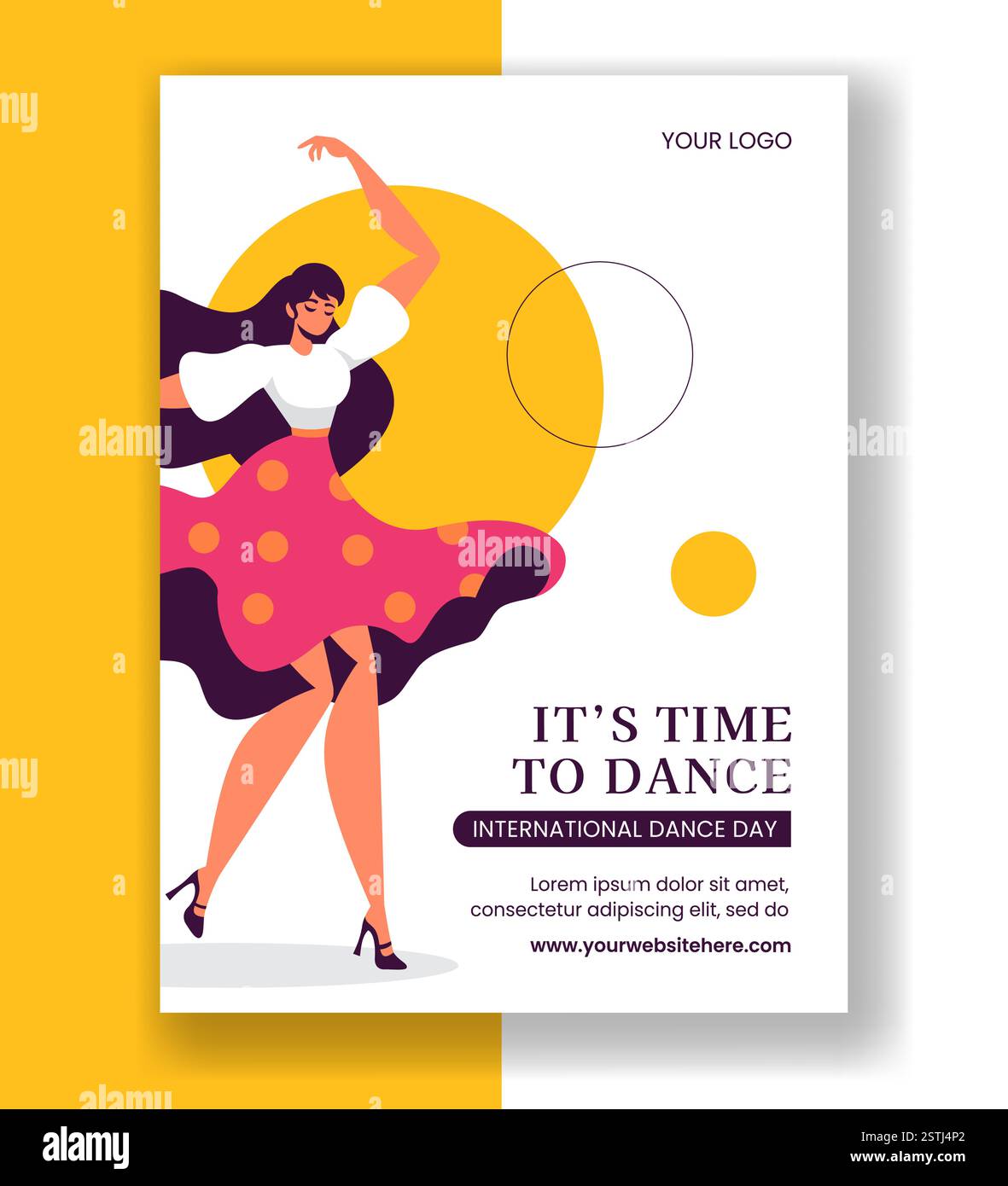 Dance Party Vertical Poster Template for International Dance Day Flat ...