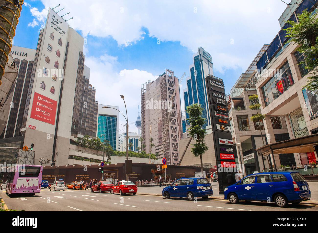 Kuala Lumpur cityscape overlooking the roadway, high-rise buildings and ...