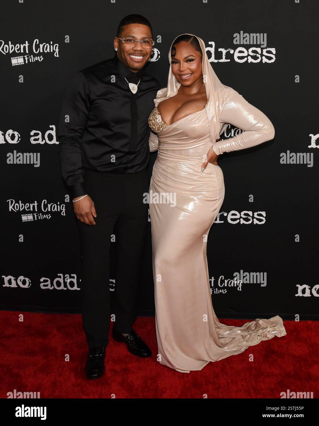 West Hollywood, California, USA. 18th Feb, 2025. Nelly and Ashanti. "No Address" Premiere Red ...