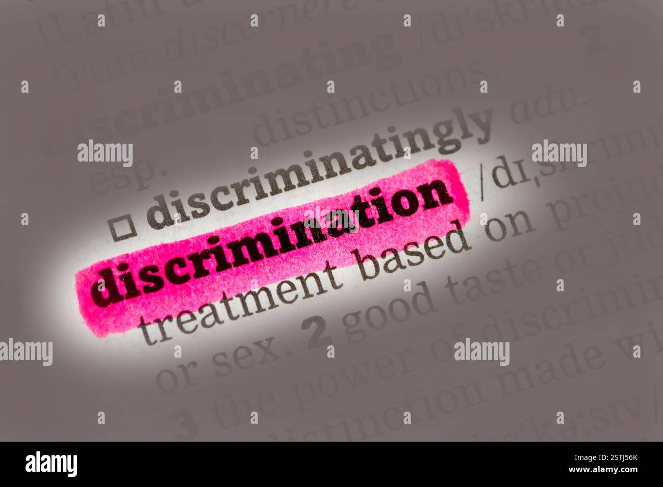 Discrimination Dictionary Definition single word with soft focus Stock ...