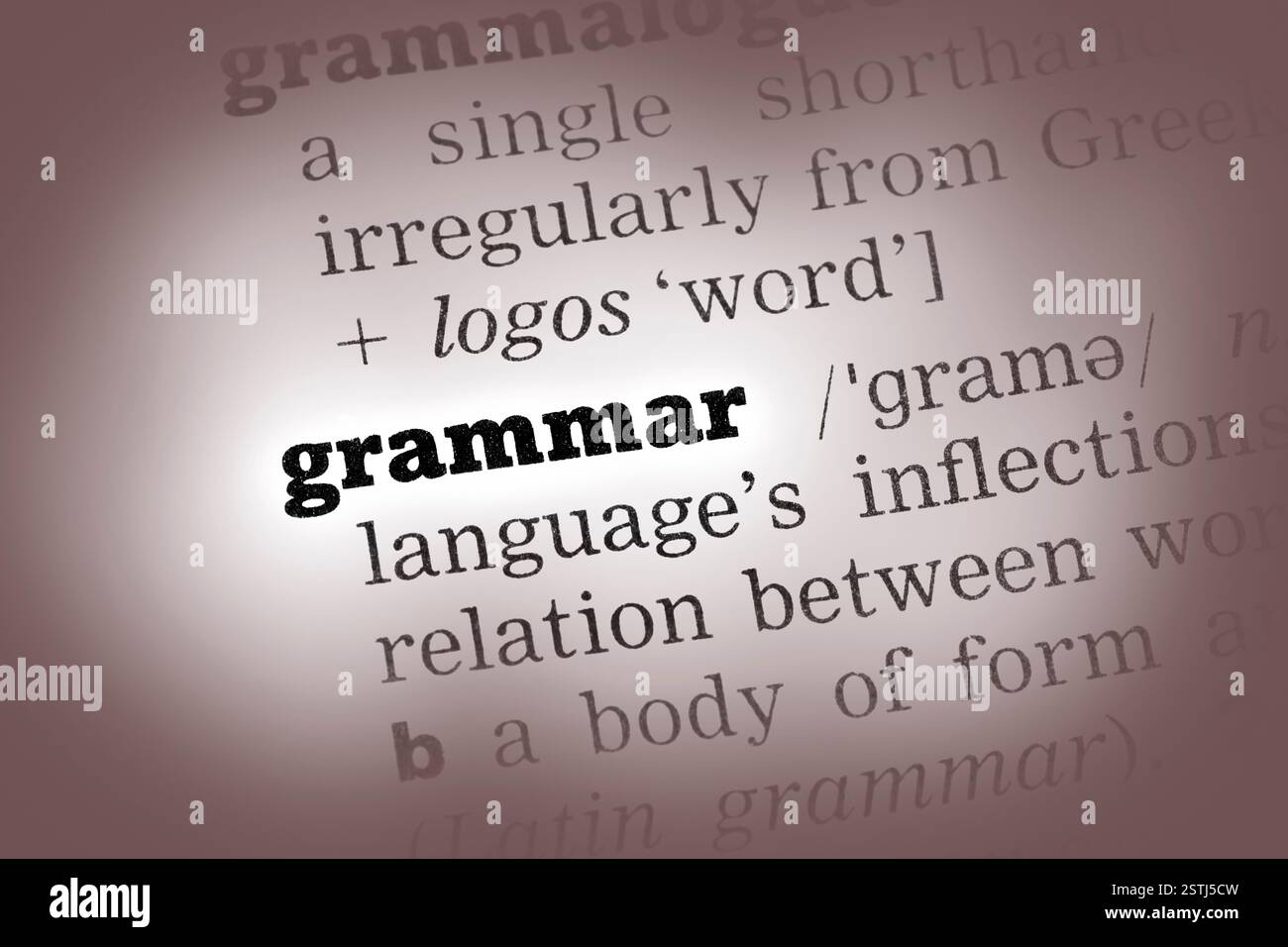 Grammar Dictionary Definition closeup black and white Stock Photo - Alamy