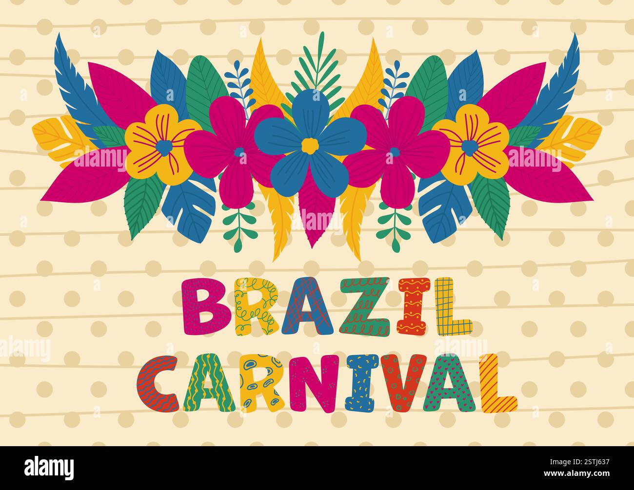 Rio carnival design poster. Trendy banner with botanical horizontal ...