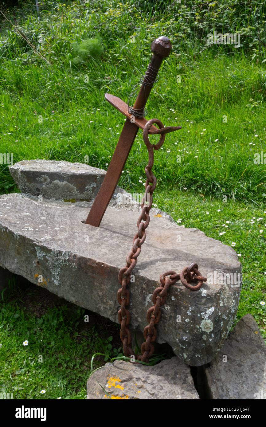 Sword embedded in rock, Calucciland, exhibition of sculptures from ...