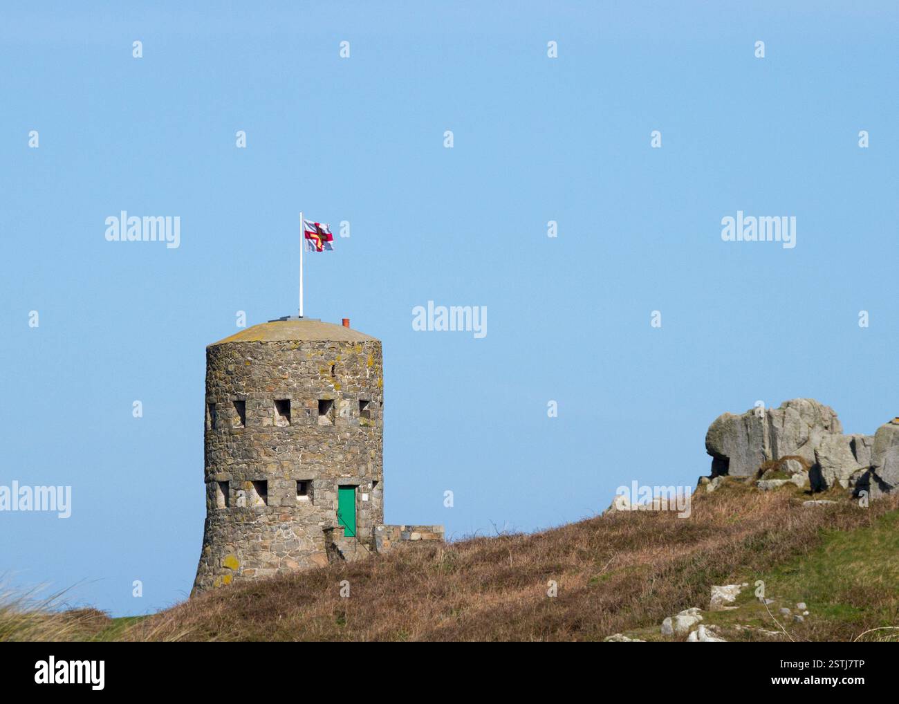 Loophole towers in Guernsey Stock Photo - Alamy