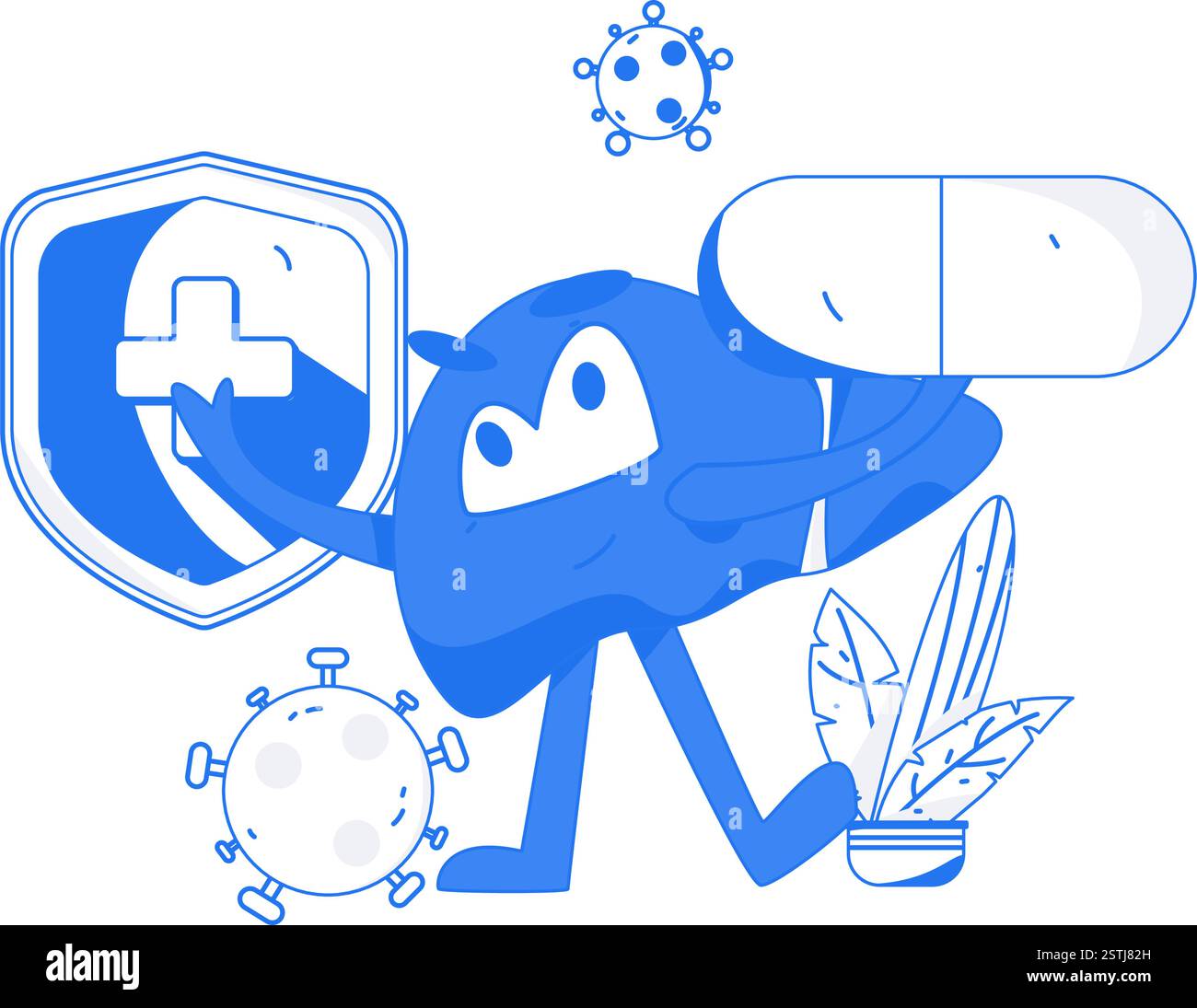 National Liver Protection Day Medical Characters Flat Vector Concept ...