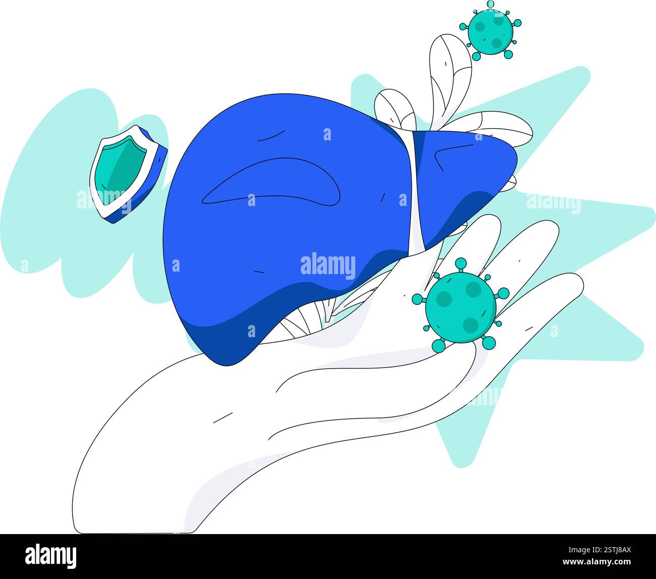 National Liver Protection Day Medical Characters Flat Vector Concept ...