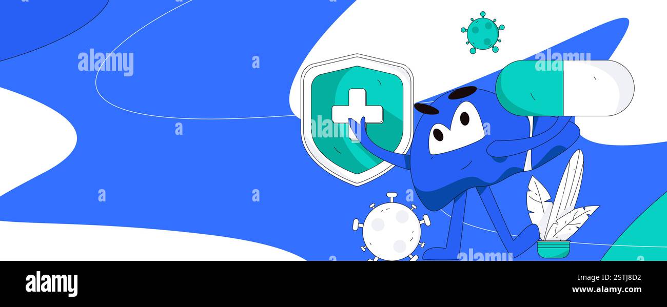 National Liver Protection Day Medical Characters Flat Vector Concept ...