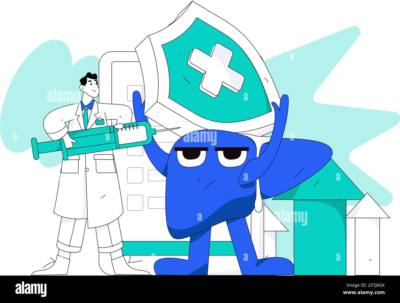 National Liver Protection Day Medical Characters Flat Vector Concept ...