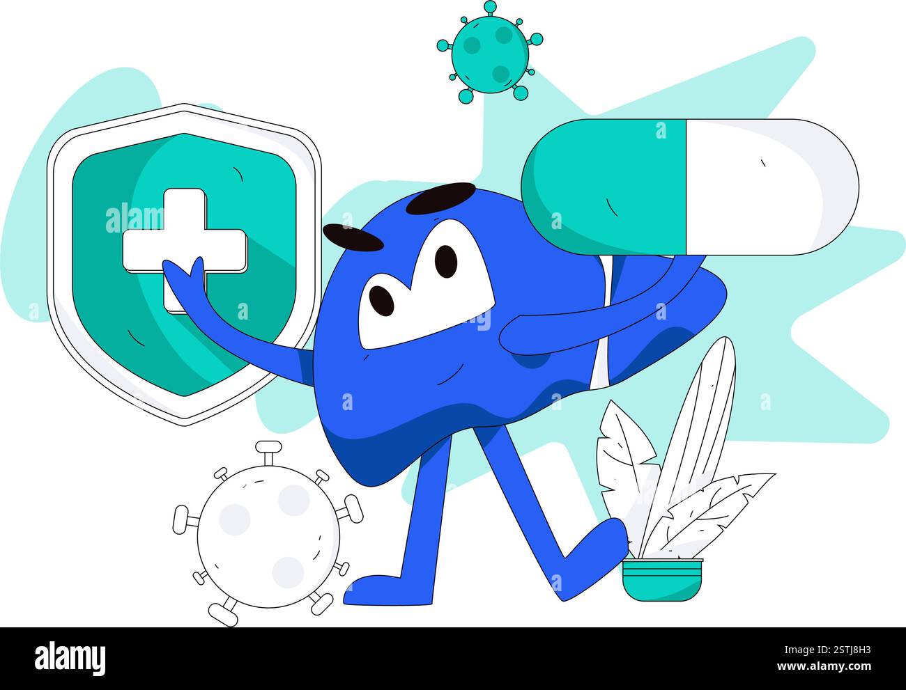 National Liver Protection Day Medical Characters Flat Vector Concept ...