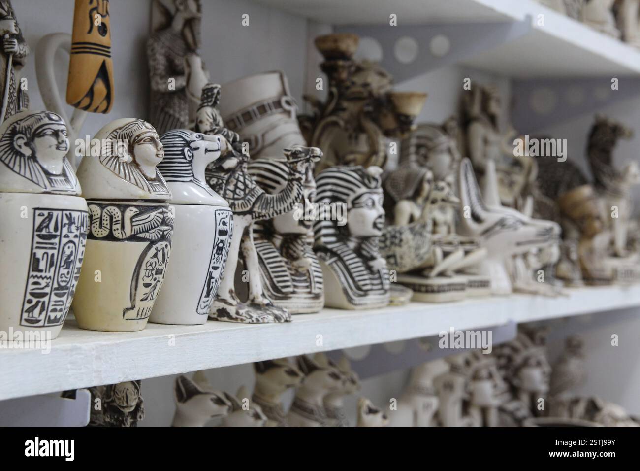 Egyptian alabaster sculptures and statues as souvenirs in Luxor, Egypt ...