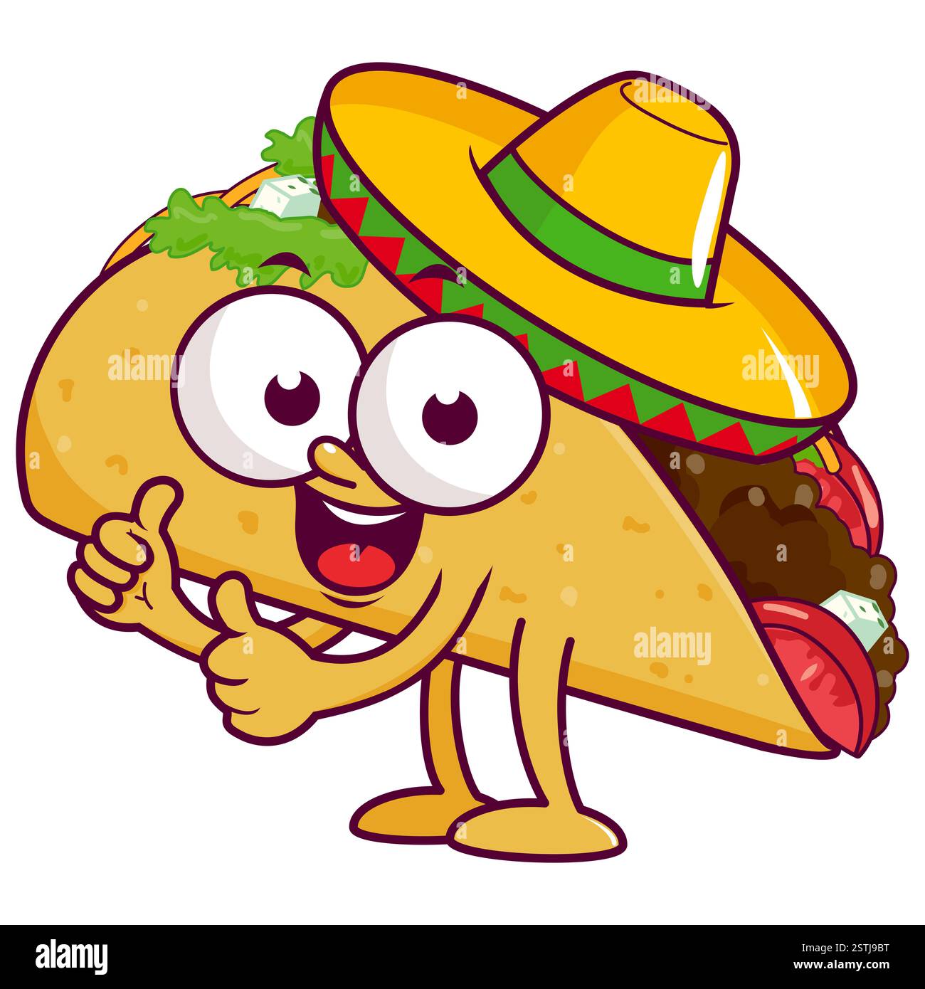 Funny Mexican restaurant mascot character. Cartoon Mexican taco with ...
