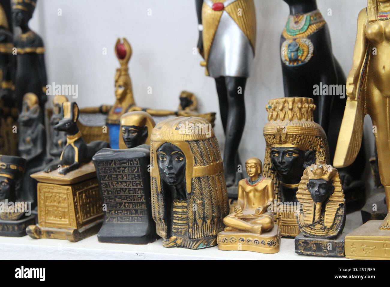 Egyptian alabaster sculptures and statues as souvenirs in Luxor, Egypt ...