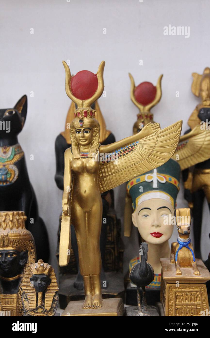 Egyptian alabaster sculptures and statues as souvenirs in Luxor, Egypt ...