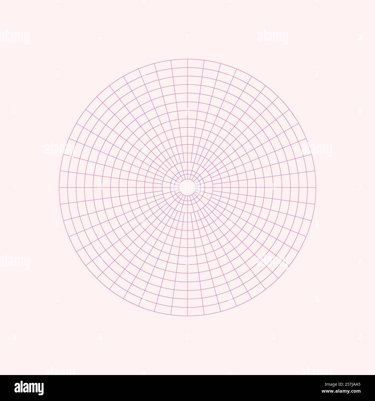 Polar coordinate circular grid isolated on white background. 360 degrees scale. Blank polar ...