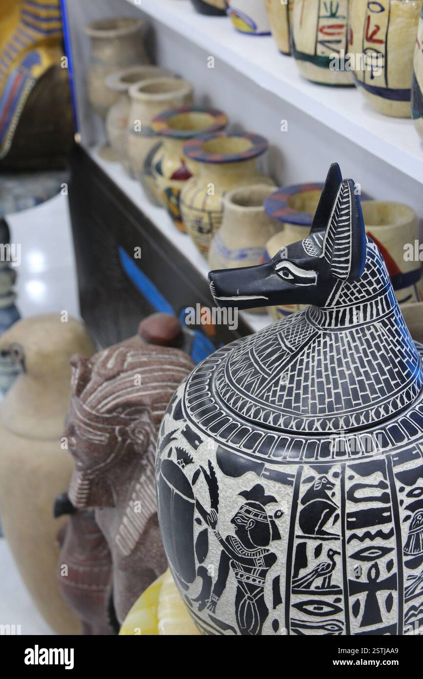 Egyptian alabaster sculptures and statues as souvenirs in Luxor, Egypt ...
