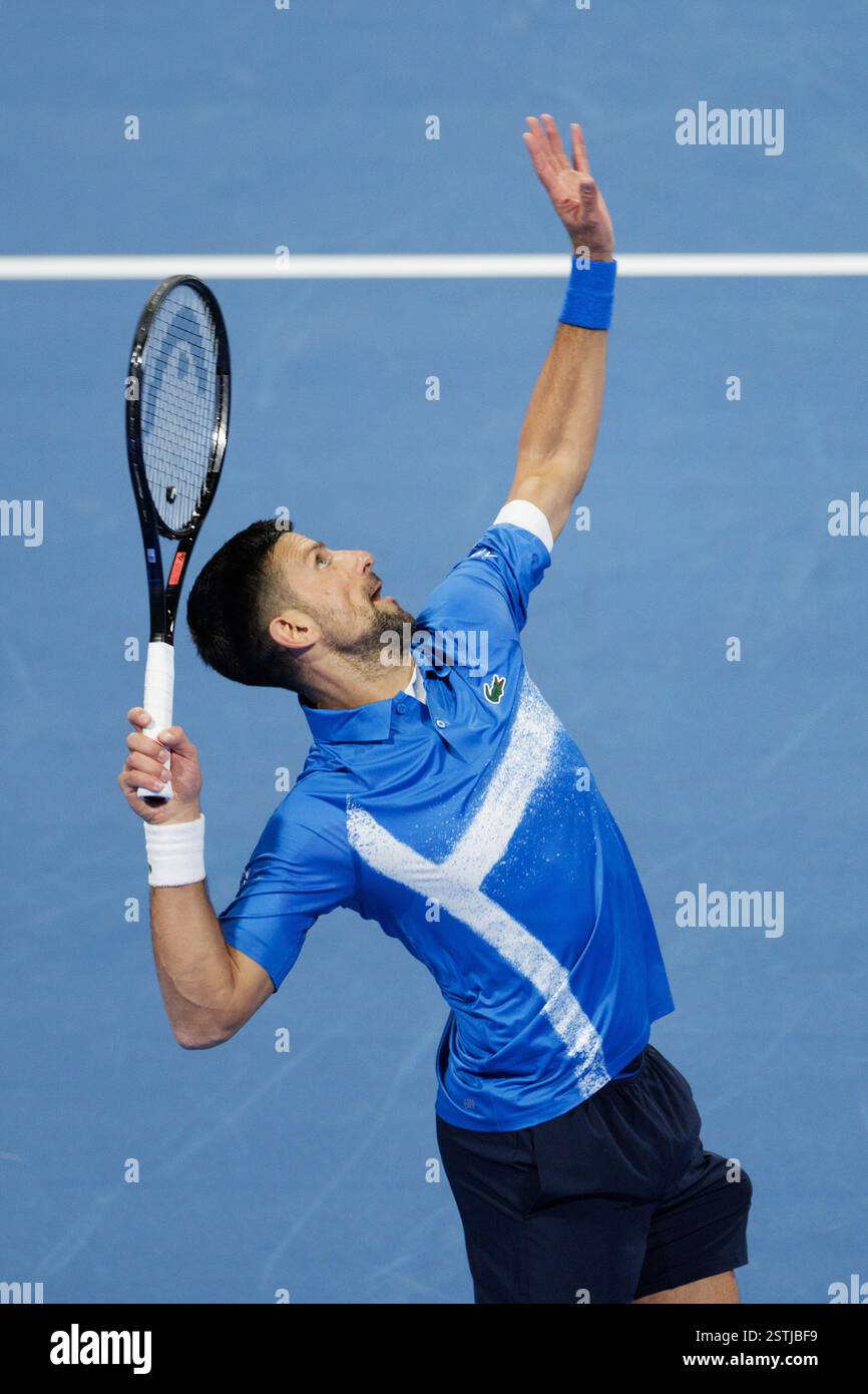 Doha, Qatar. 18th Feb, 2025. Novak Djokovic of Serbia during the 2025 ...