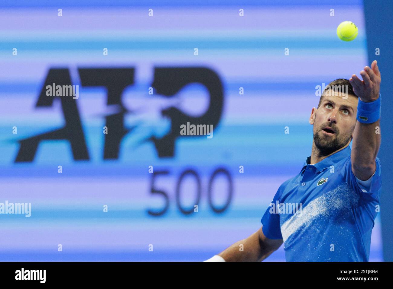 Novak Djokovic of Serbia during the 2025 Qatar ExxonMobil Open, ATP 500 ...
