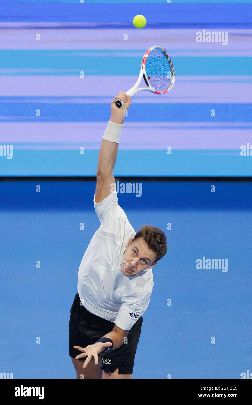 Doha, Qatar. 18th Feb, 2025. Hamad Medjedovic of Serbia during the 2025 ...