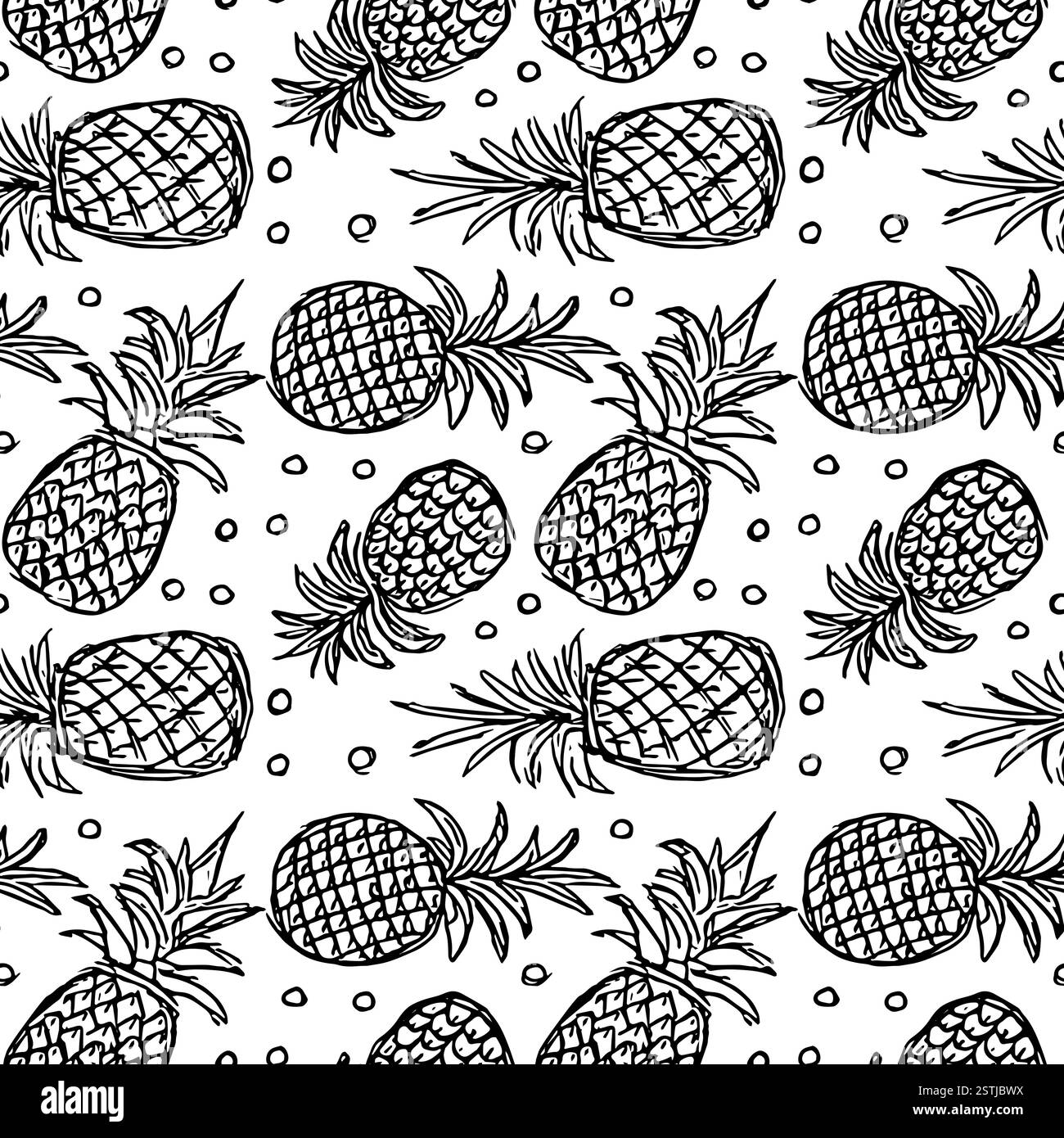 Seamless pineapple pattern. Doodle vector with ananas. pineapple drawing. pineapple sketch Stock ...