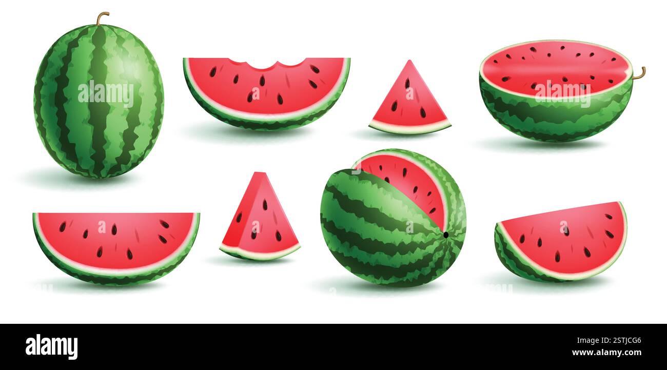 Watermelon slice clipart set. Summer watermelon fruit sweet and tasty ...