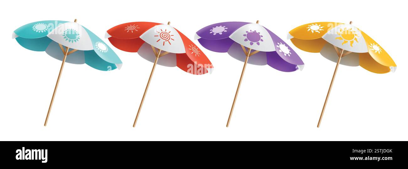 Beach umbrella clipart set. Colorful umbrellas clip art collection for ...