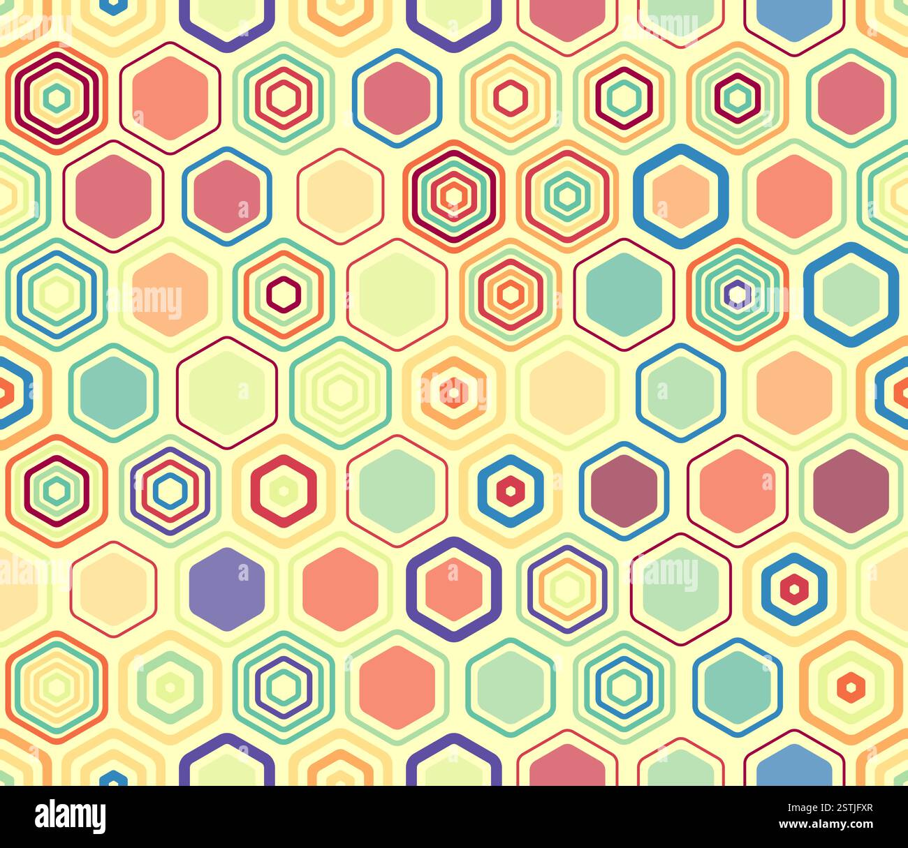 Hexagon pattern. Geometric elements of varied style and color. Hexagonal cells. Tileable pattern ...