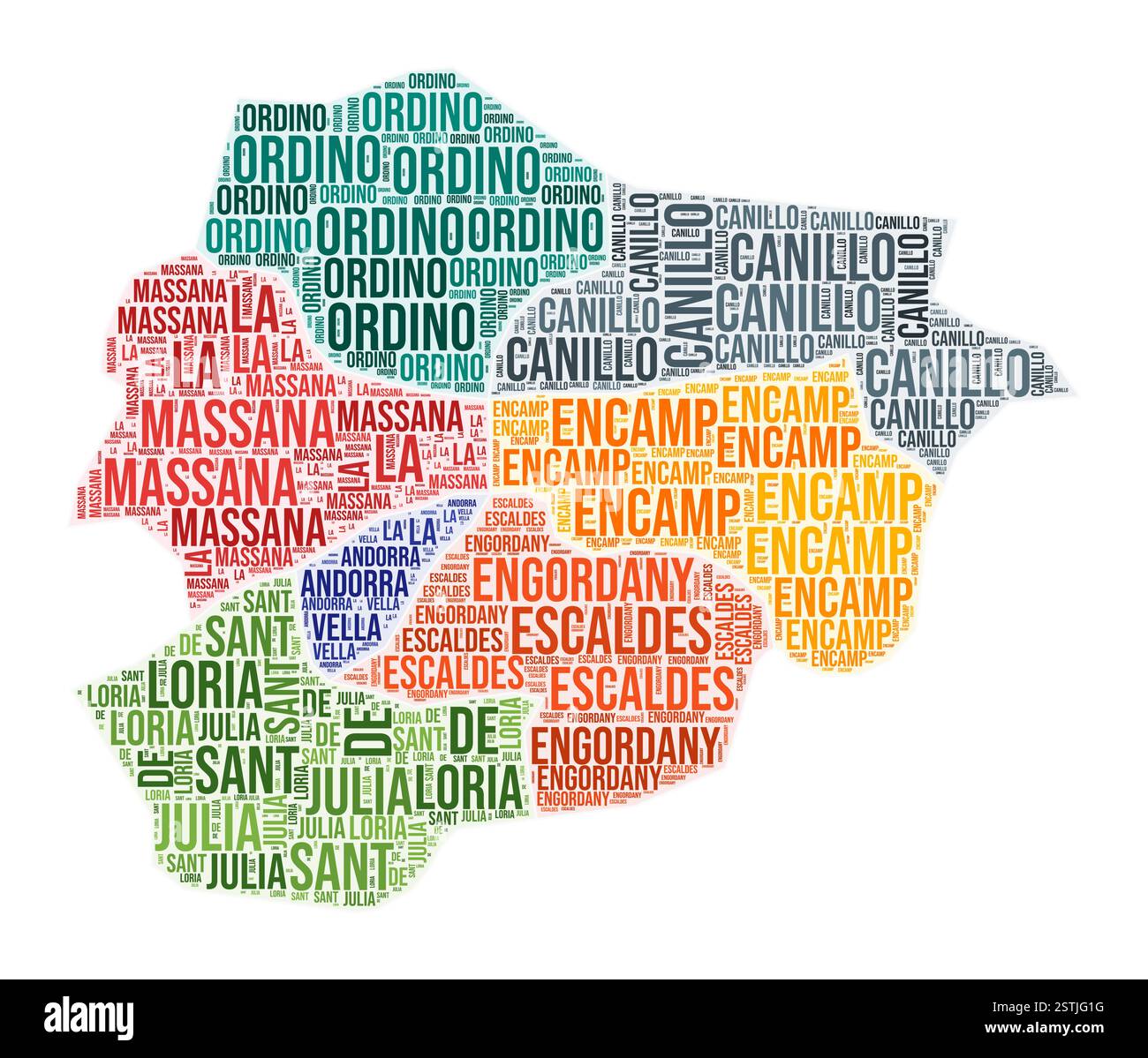 Andorra region word cloud. Country shape design. Andorra colored ...