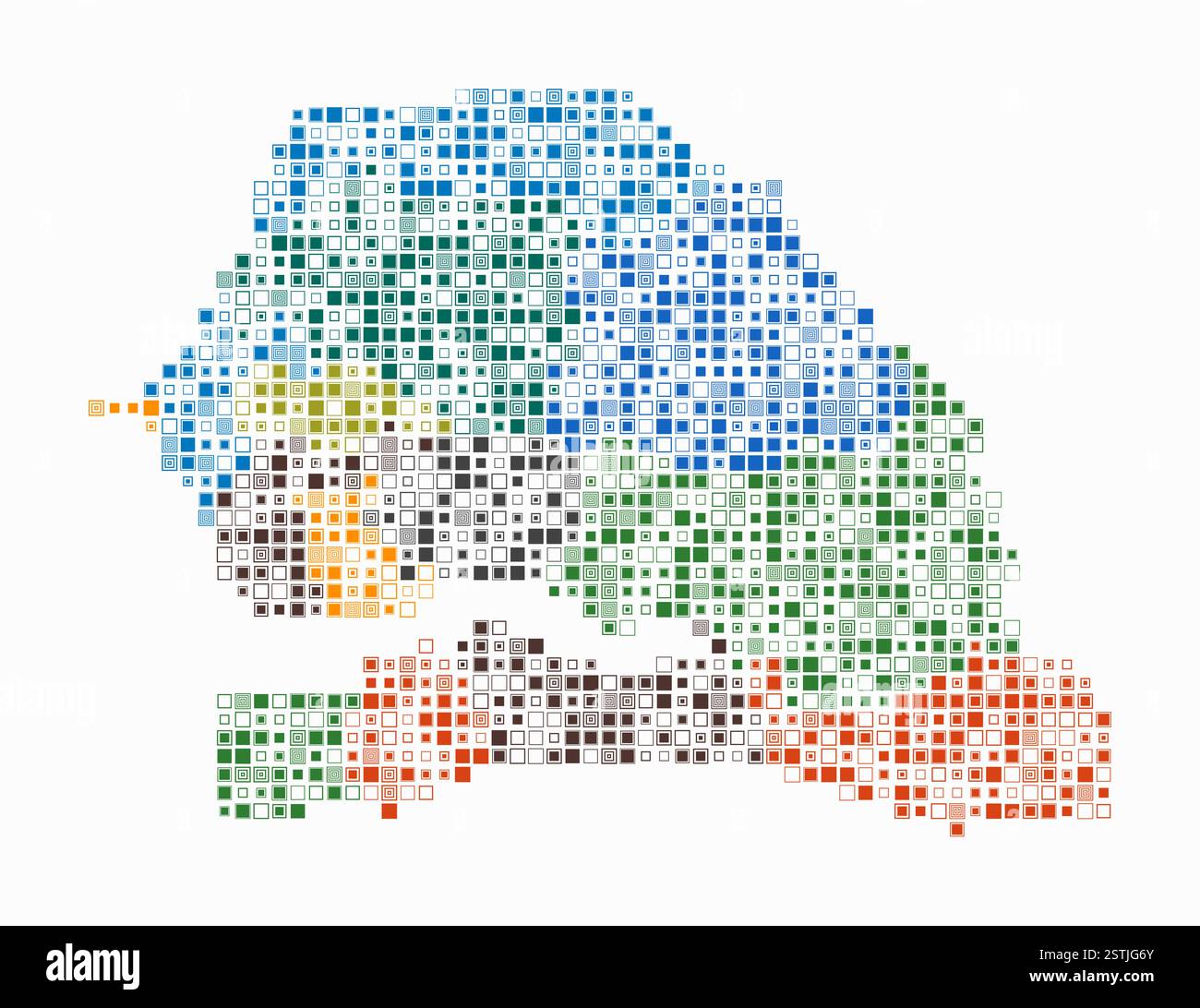 Senegal, shape of the country built of colored cells. Digital style map ...