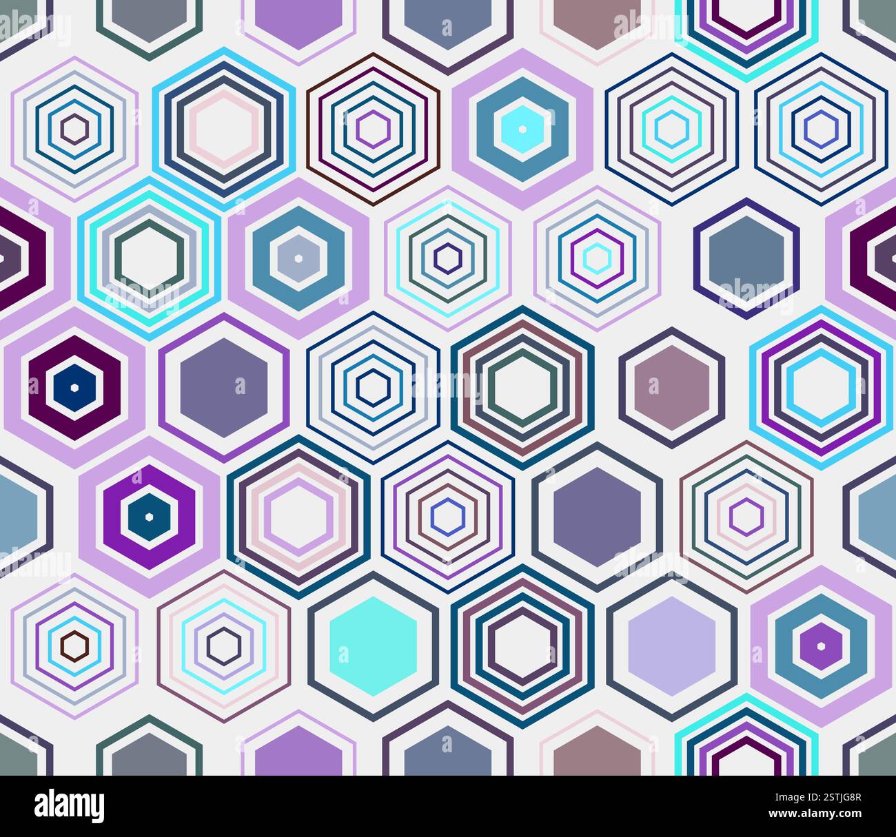 Vector seamless pattern. Geometric elements of varied style and color. Large honeycomb cells ...
