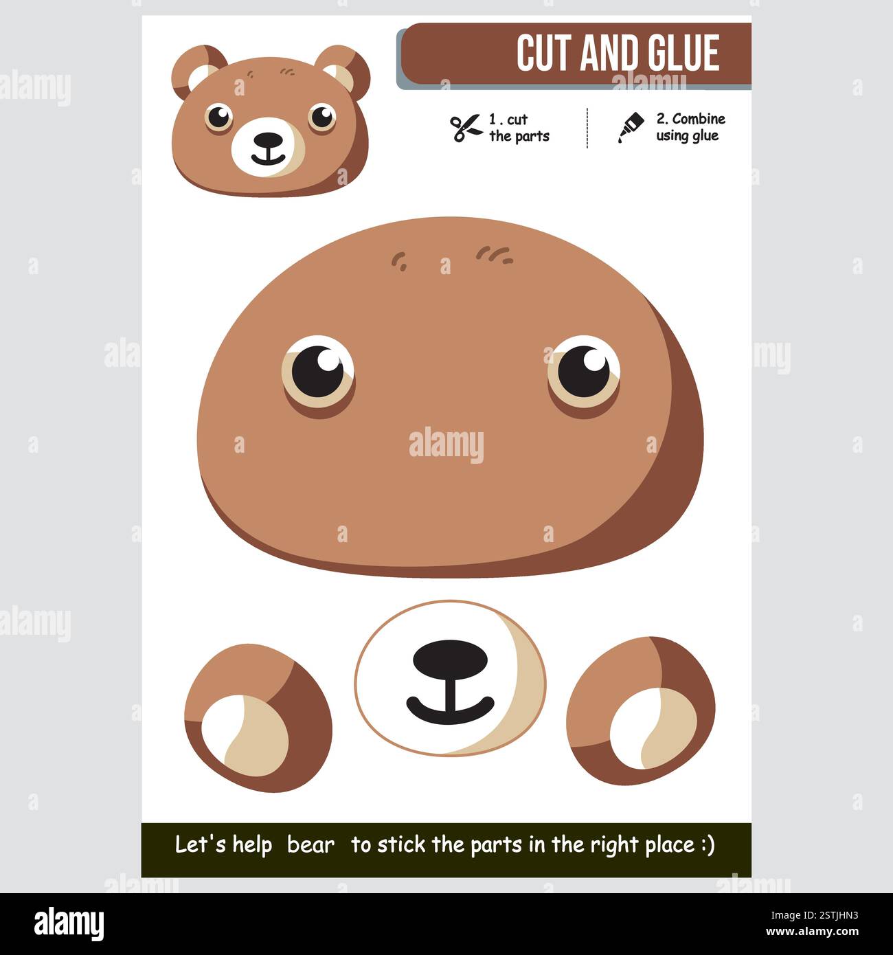 Cute bear cut and glue educational activity for kids' creativity ...