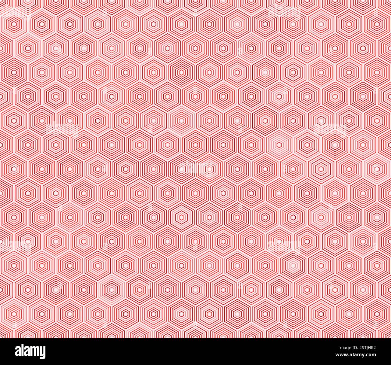 Vector seamless pattern. Stacked hexagons mosaic pattern. Red color tones. Hexagon cells ...