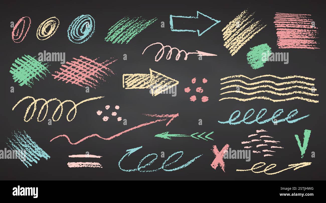 Charcoal color pastel pencil hand drawing curly lines, splash, squiggles and shapes. White ...