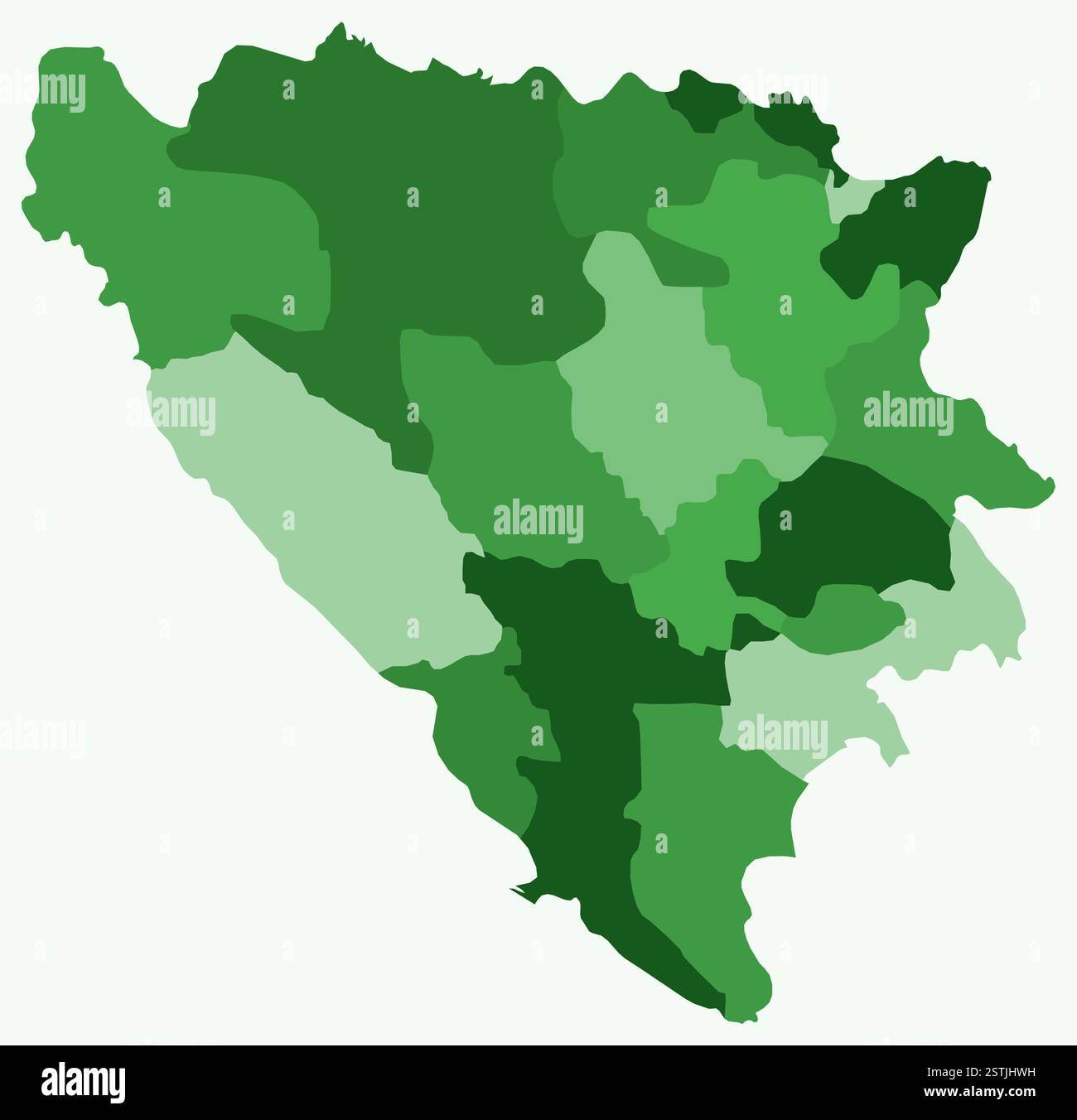 Map of Bosnia and Herzegovina with regions. Just a simple country border map with region ...
