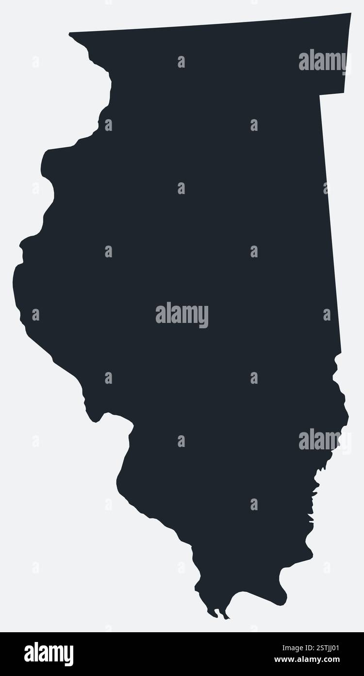 Illinois map. Just a simple border map. Shape of the state. Flat blank Illinois outline. Vector ...