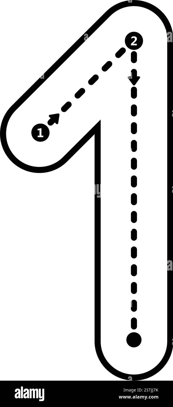 Tracing number 1 prewriting dotted line math worksheet element for ...