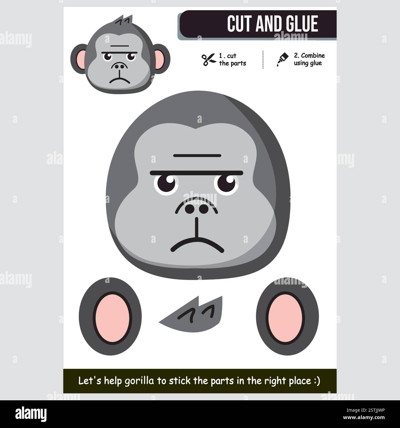A delightful cut-and-glue activity featuring a cute gorilla. Designed ...