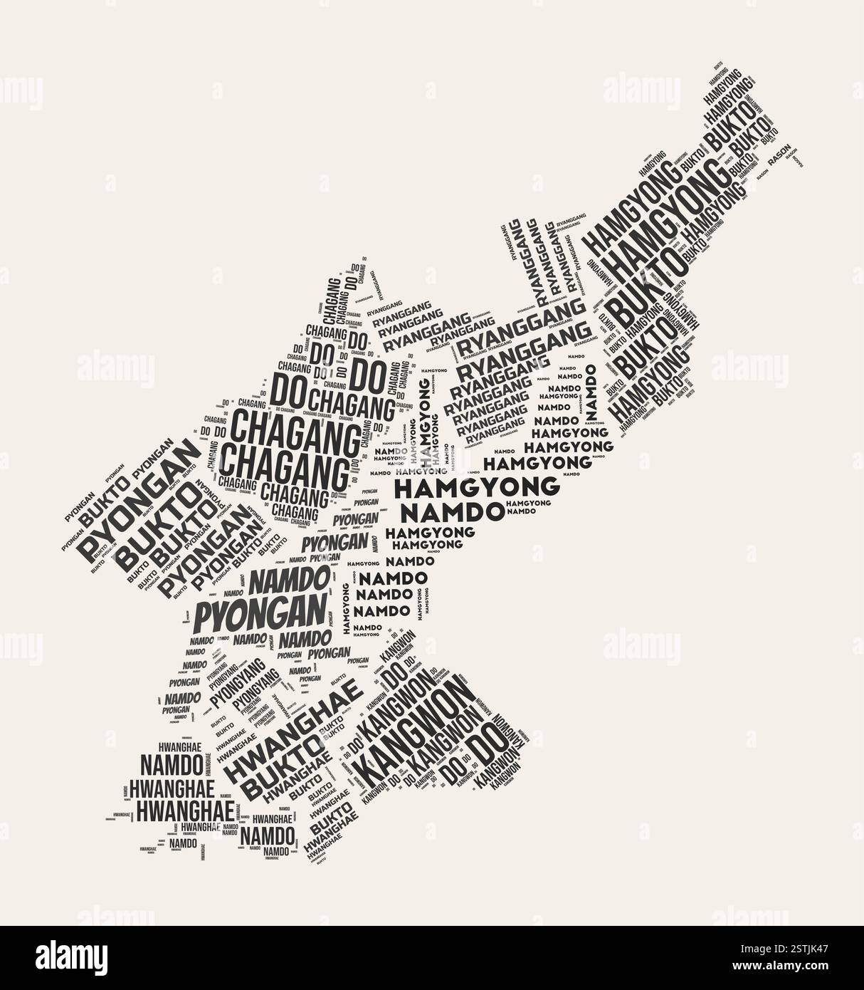 Dem. Rep. Korea Word Cloud. Country with regions division. Dem. Rep ...