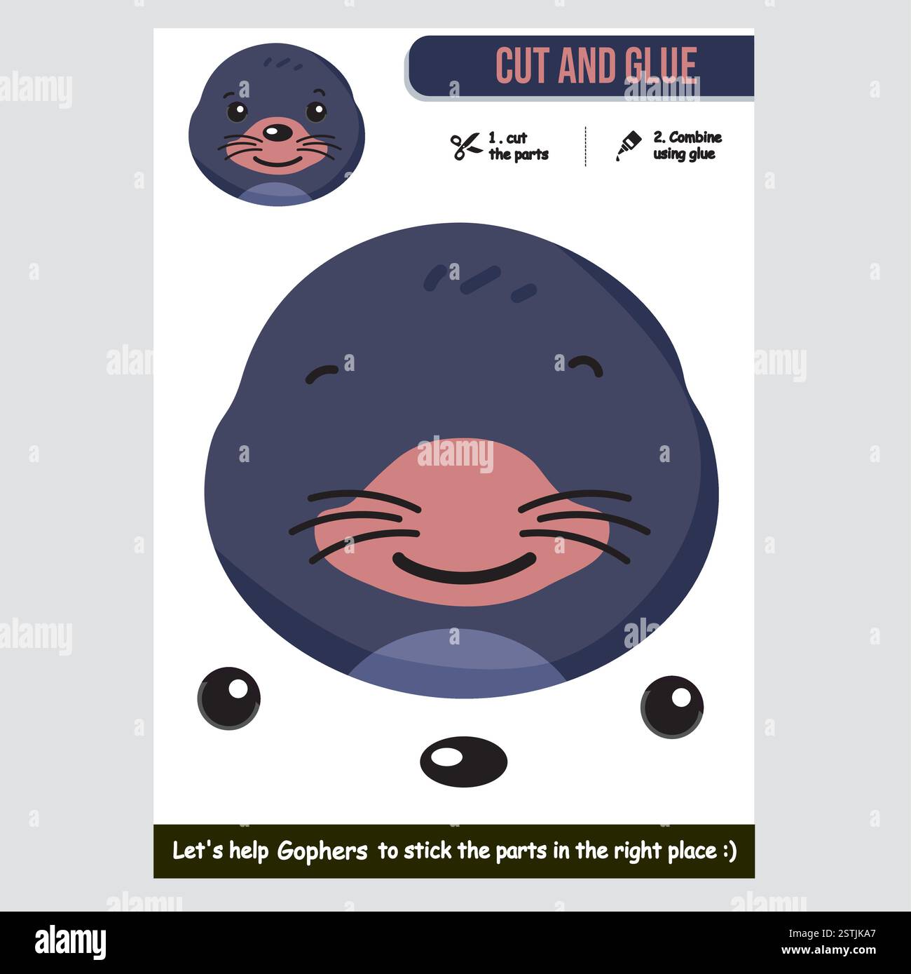 Adorable gopher cutout game for children. Educational and creative ...