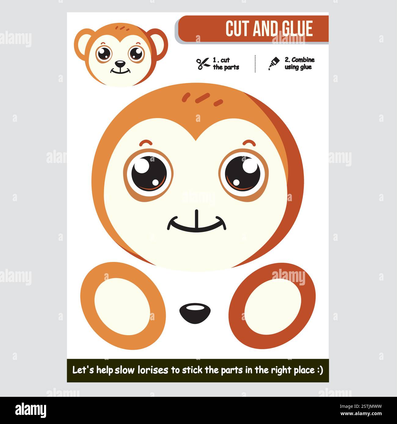 Slow loris paper craft educational game for kids. Fun and creative ...