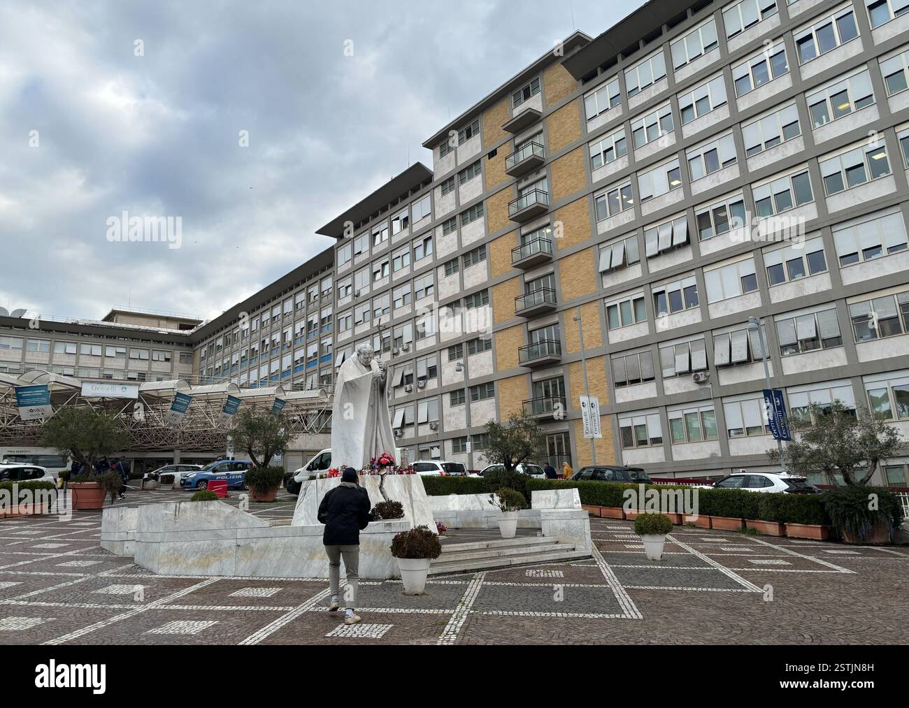Rom, Italy. 19th Feb, 2025. A statue of Pope John Paul II can be seen ...