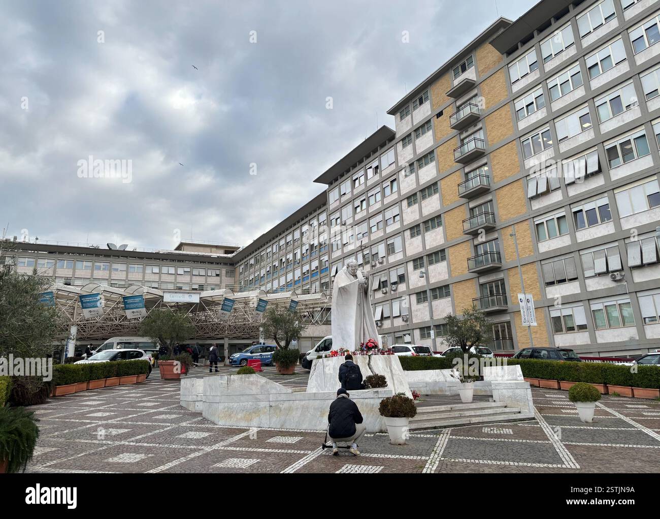 Rom, Italy. 19th Feb, 2025. A statue of Pope John Paul II can be seen ...
