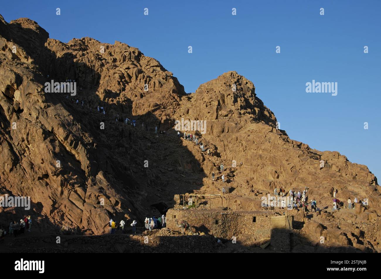 Tourists descending from the summit of Mount Sinai also known as Mount ...