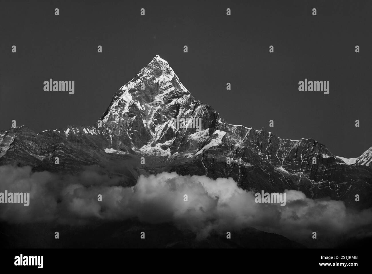 The Machapuchare in Nepal. Black and white photography Stock Photo - Alamy