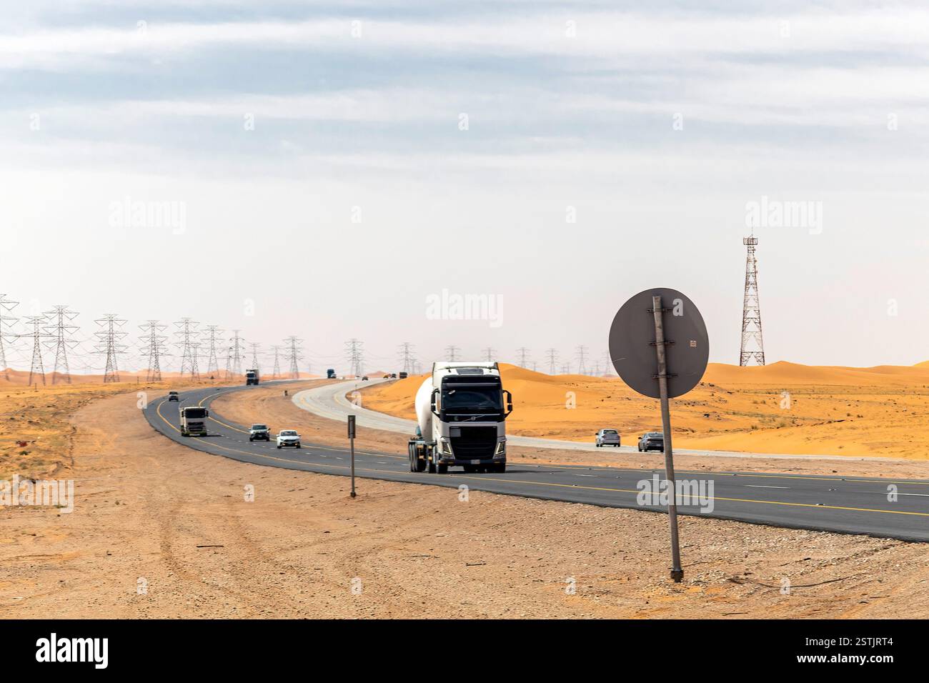 Signboard at the Saudi Arabian Desert to give distances of main city's ...