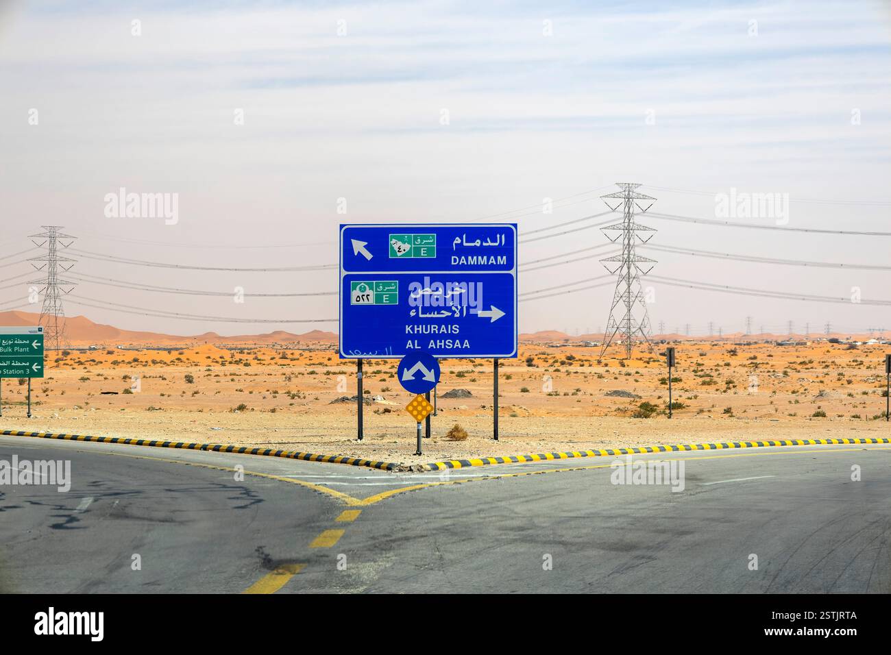 Signboard at the Saudi Arabian Desert to give distances of main city's ...
