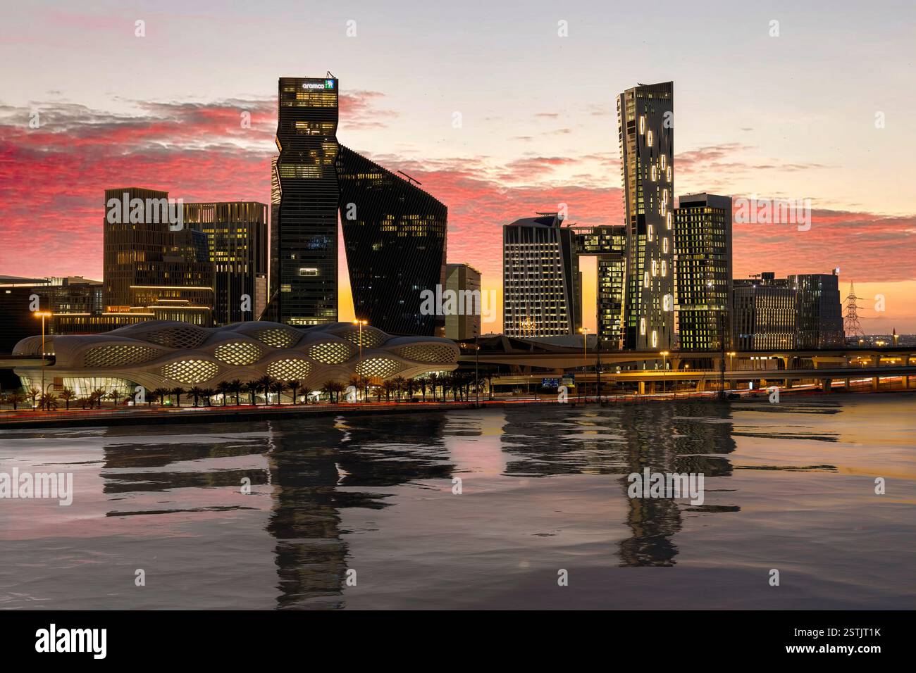 Beautiful New Riyadh Skyline after sunset. Riyadh city towers in Saudi ...